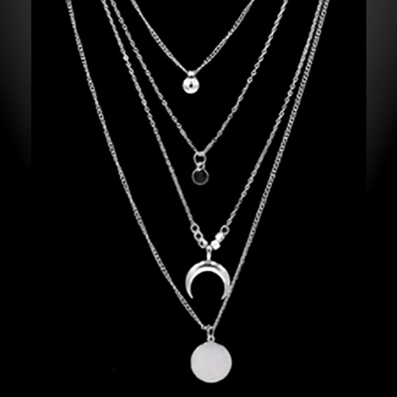 Jewelry | New Silver Boho Multilayer Moon Pendant Necklace | Poshmark